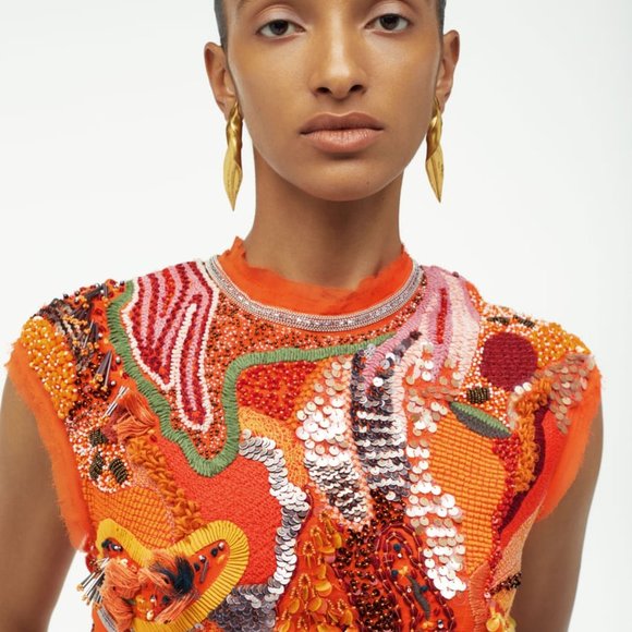 Zara | Dresses | Nwt Zara Beaded Dress Limited Edition Orange Ref ...